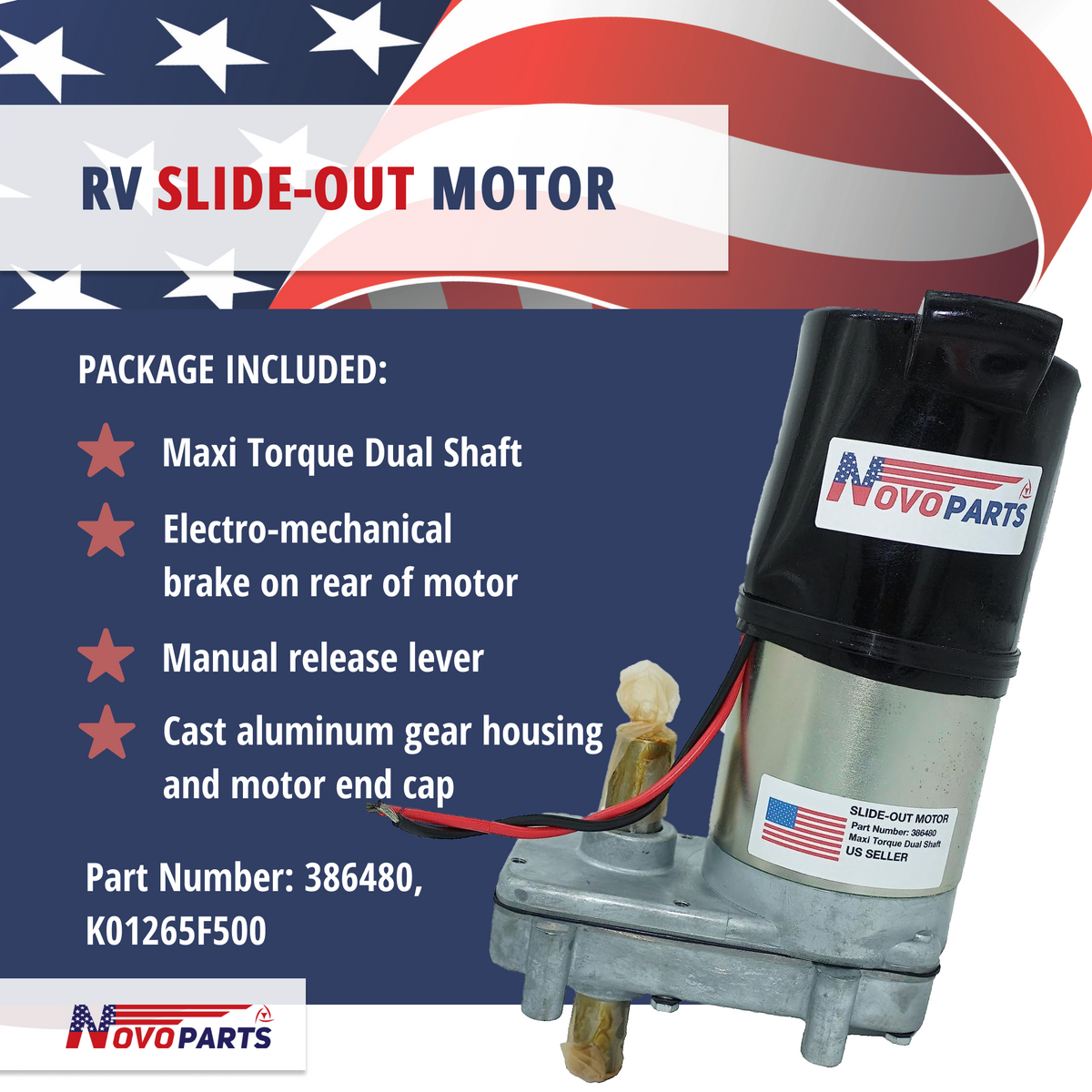 386480 K01265F500 RV Slide Out Motor Replacement for Power Gear Slide ...