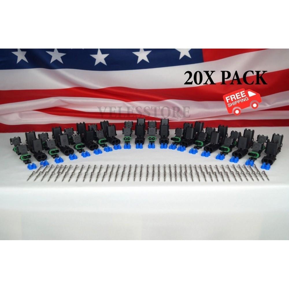 NOVOPARTS Weather Pack 2 Pin Sealed Connector Kit 16-14 GA 20 COMPLETE ...